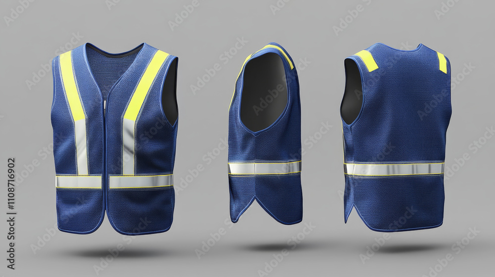 Blue safety vest for press with reflective stripes. Uniform for ...