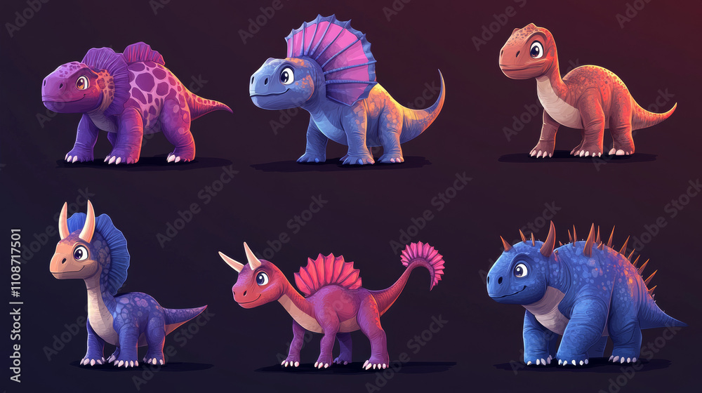 Ilustración de Stock Dinosaurs clipart. Cute cartoon triceratops ...