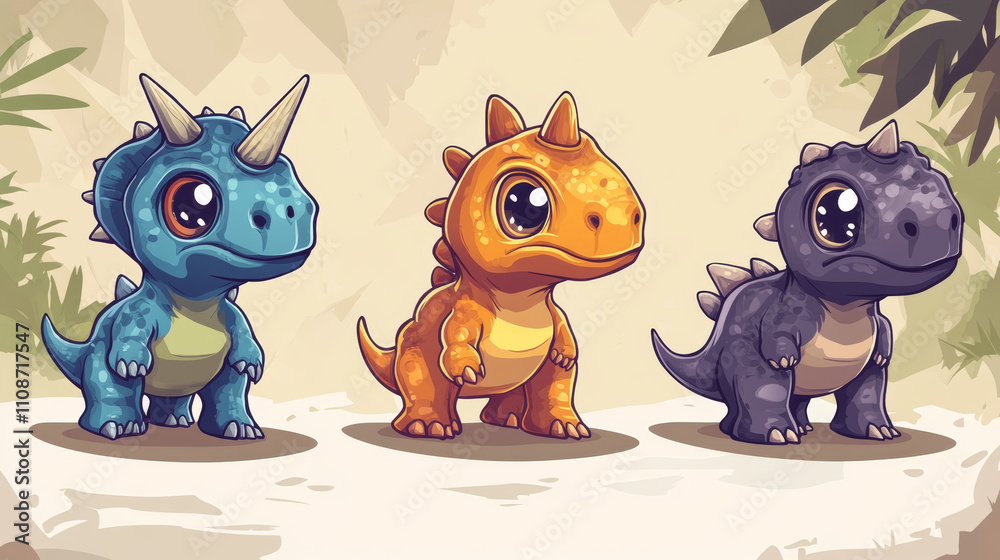 Dinosaurs clipart. Cute cartoon triceratops, parasaurolophus ...