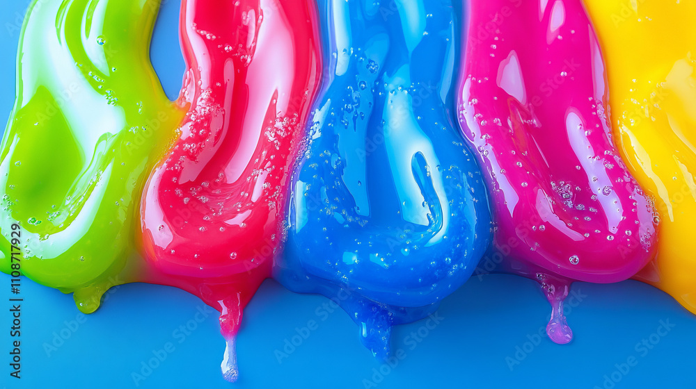 Sticky slime texture set in green, red, blue, yellow, pink color ...
