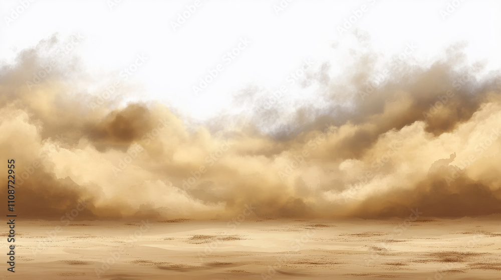 Desert sandstorm set, brown dusty clouds or dry sand flying with gust ...