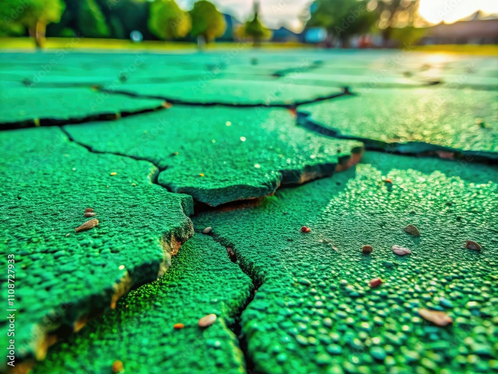 EPDM Playground Surface Texture: Green Cracked Rubber Floor Background ...