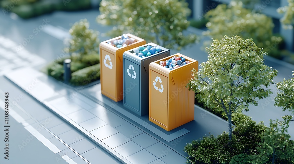 Ilustración de Stock Community engagement in urban recycling ...