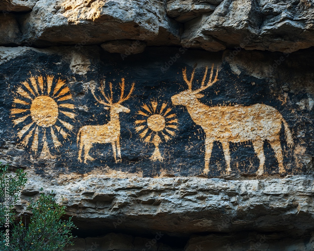 Ancient petroglyphs carved into canyon rocks showcasing storytelling ...