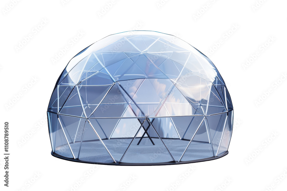 Modern geodesic dome structure made from transparent materials in a ...