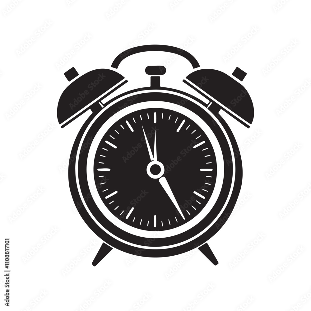 Alarm clock silhouette vector, black and white silhouette, vector and ...