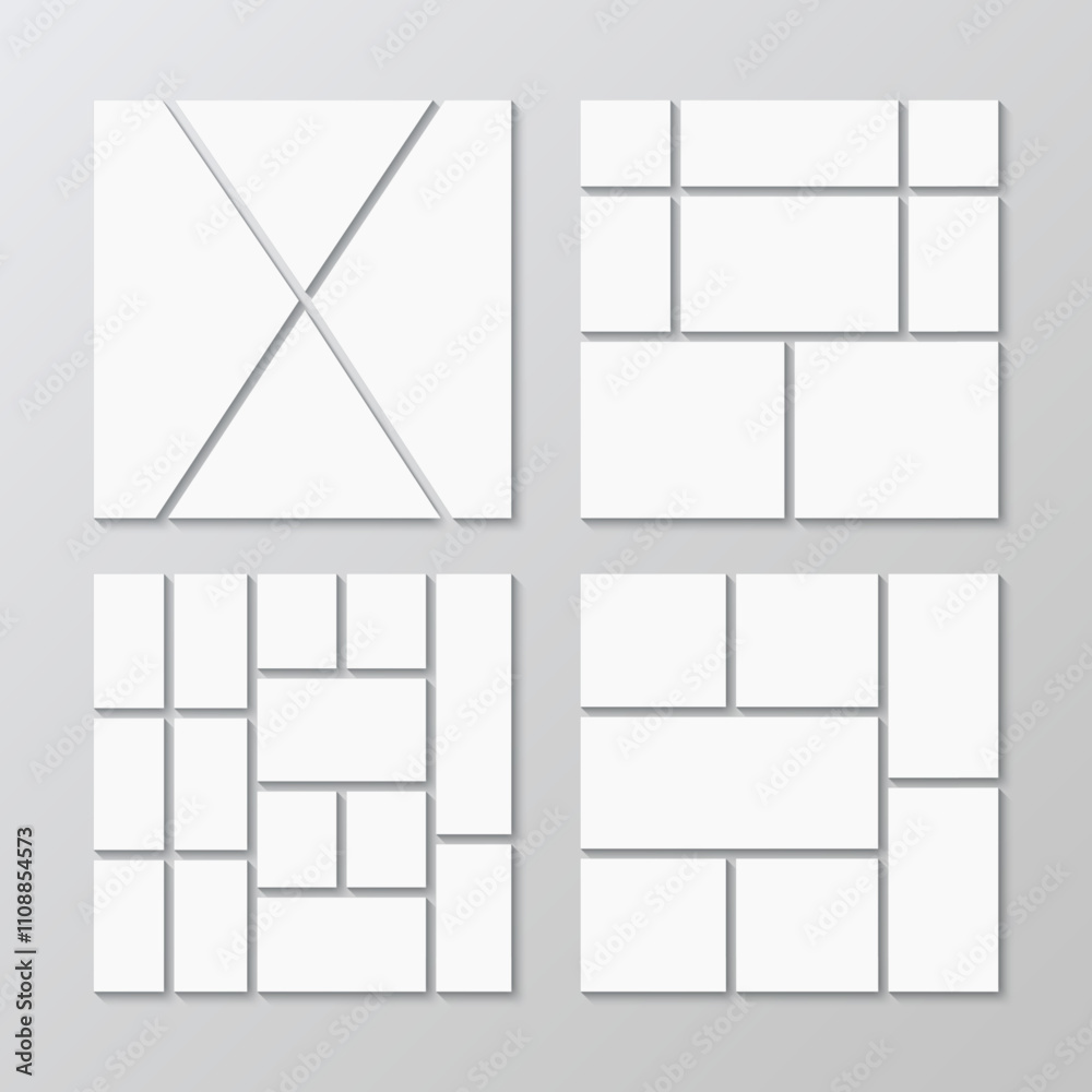 Photo gallery banners. Scrapbook layouts template. Empty portfolio ...