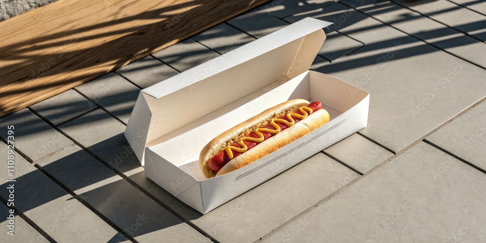 Hot Dog Box Die Cut Template Mockup for Food Packaging - Minimalist ...