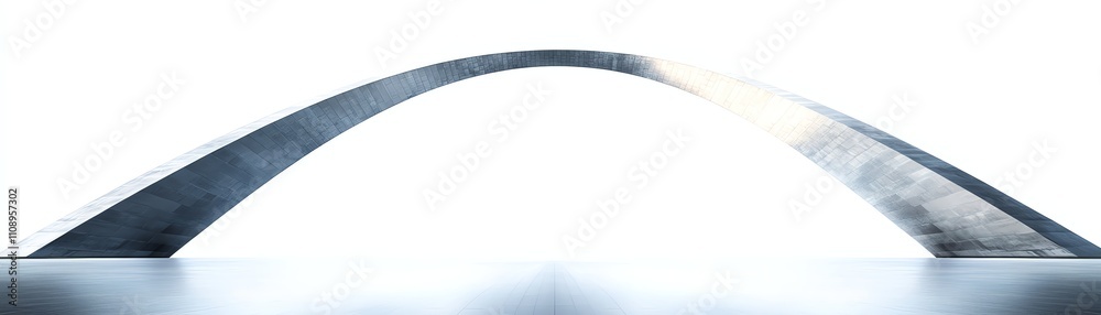 St. Louis Gateway Arch, iconic monument against bright white background ...