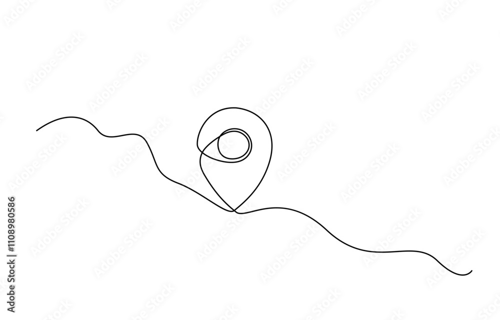 Geolocation icon vector illustration. Continuous one line drawing ...
