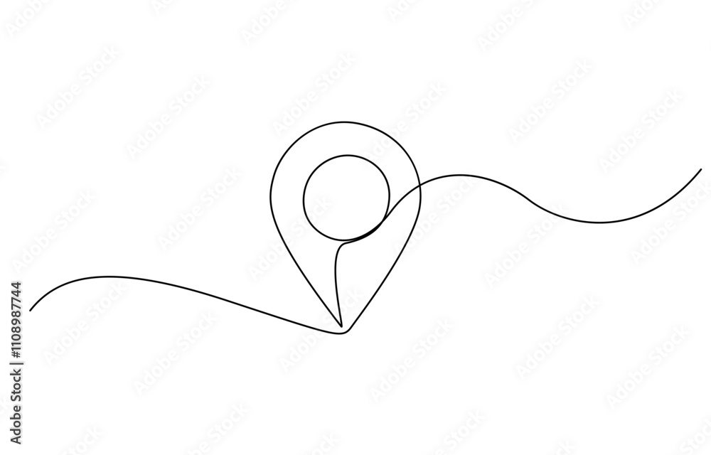 Geolocation icon vector illustration. Continuous one line drawing ...