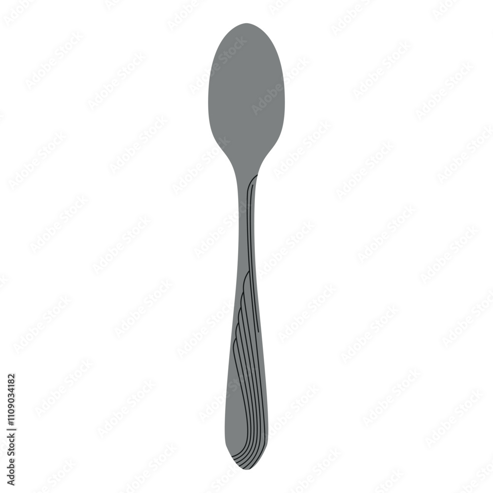 Teaspoon vector drawing. White background. Stock Vector | Adobe Stock