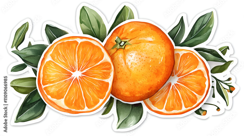 Tangerine Fruit with leaves, hand drawn doodle sketch. Flat ...