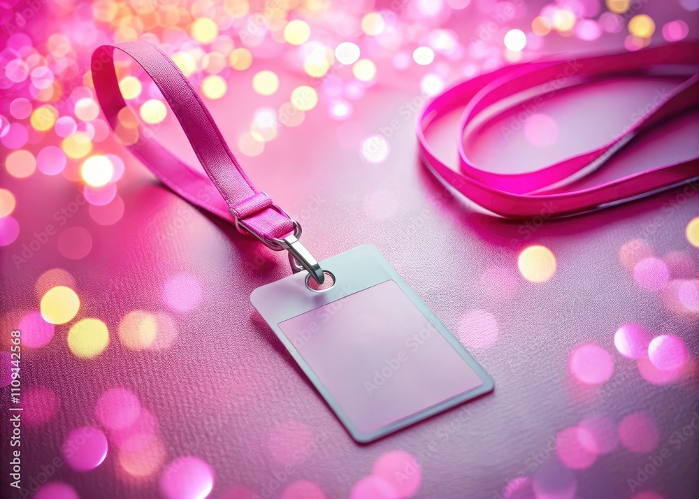 Long Exposure Pink Background ID Card Mockup, Name Tag, Visitor Badge ...