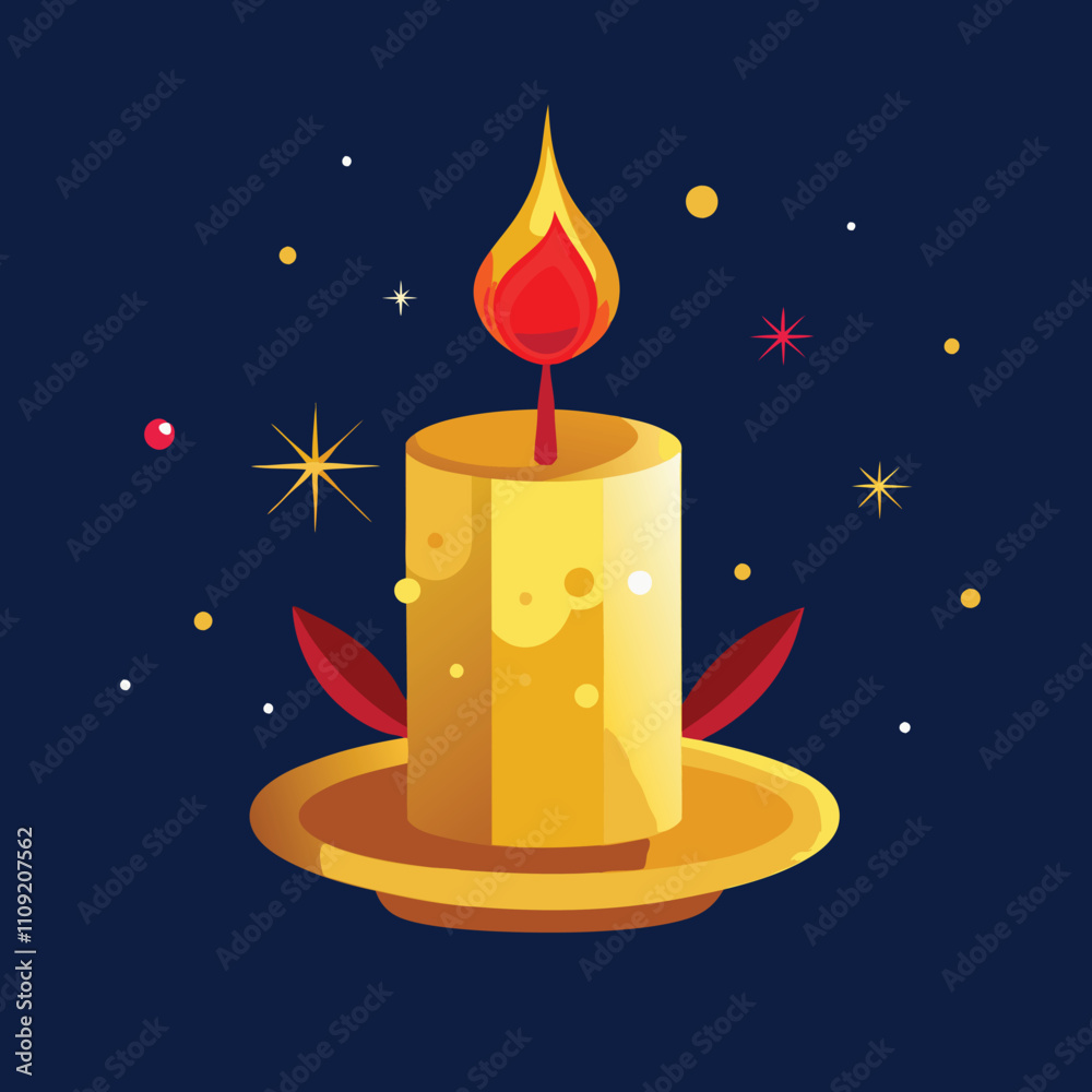 Flame of gold fire on dark transparent background with red sparks ...