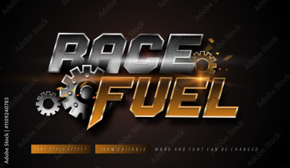 Race Fuel with gear text style effect editable Stock Vector | Adobe Stock
