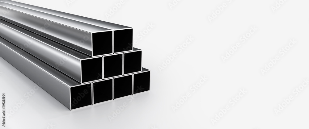 Steel profile. Metal beams with emptiness inside. Construction ...