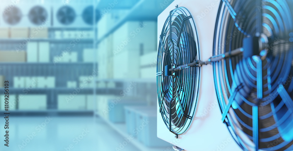 Refrigeration equipment. Warehouse refrigerator. Industrial freezer ...