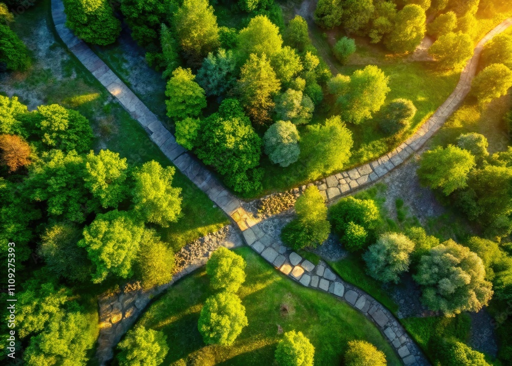 Aerial View Ancient Stone Pathway, Drone Photography, Cobblestone Road ...