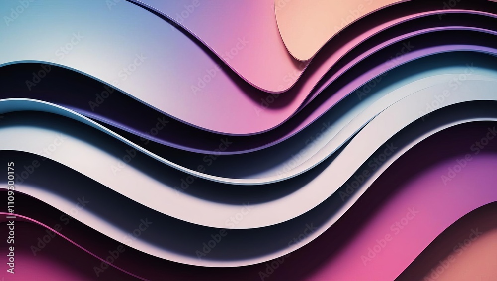 Abstract Gradient Waves: Layered, wavy shapes in gradient hues forming ...