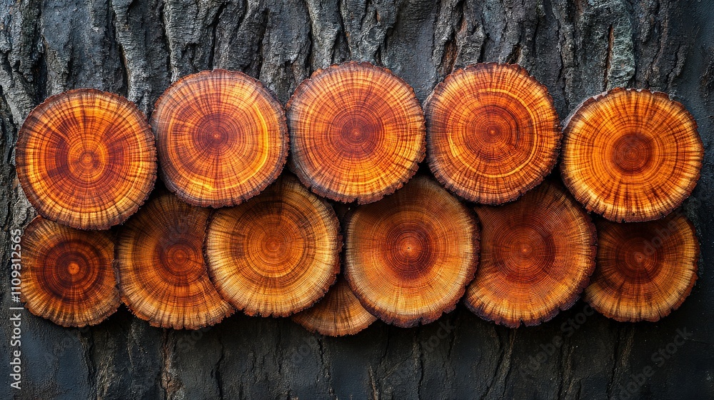 Natural Wood Stumps with Detailed Ring Patterns on Tree Bark ...