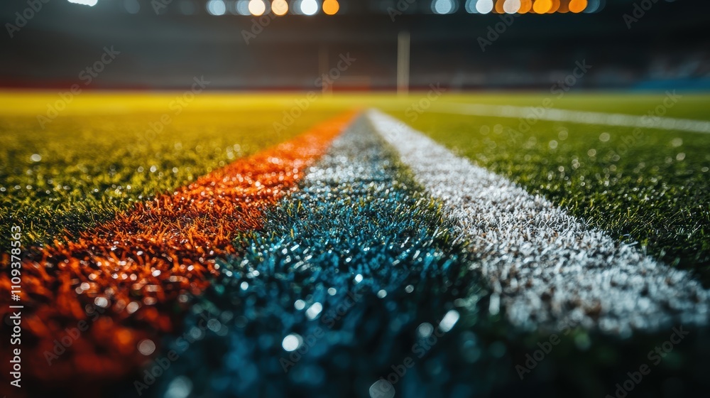 Foto de Stock Ground Level View of Stadium Grass and Team Logo in ...