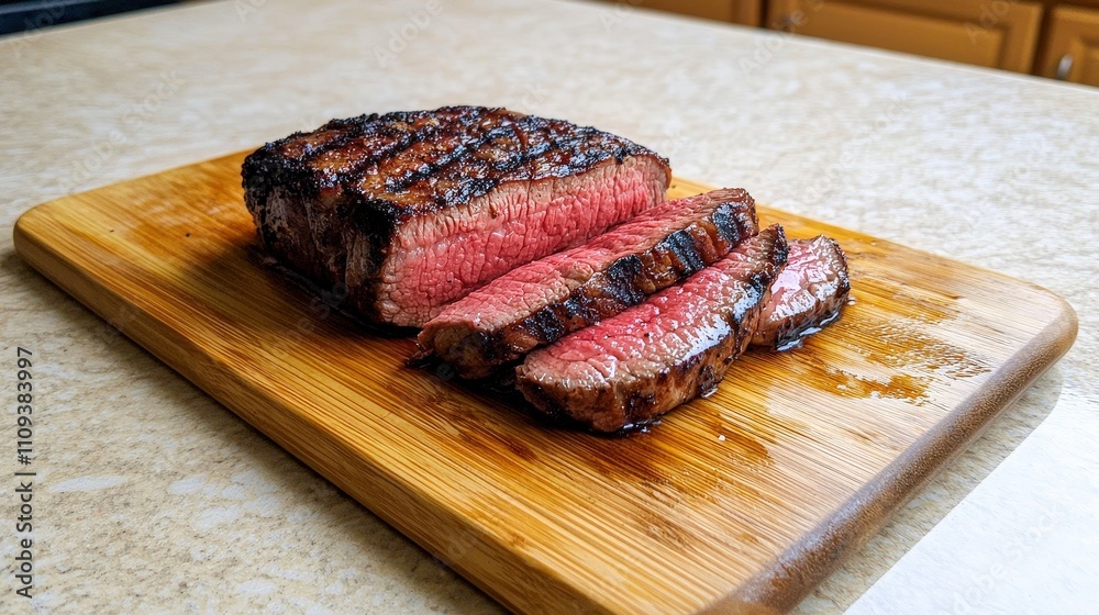 Melted garlic butter used to baste a ribeye, adding a golden crust and ...