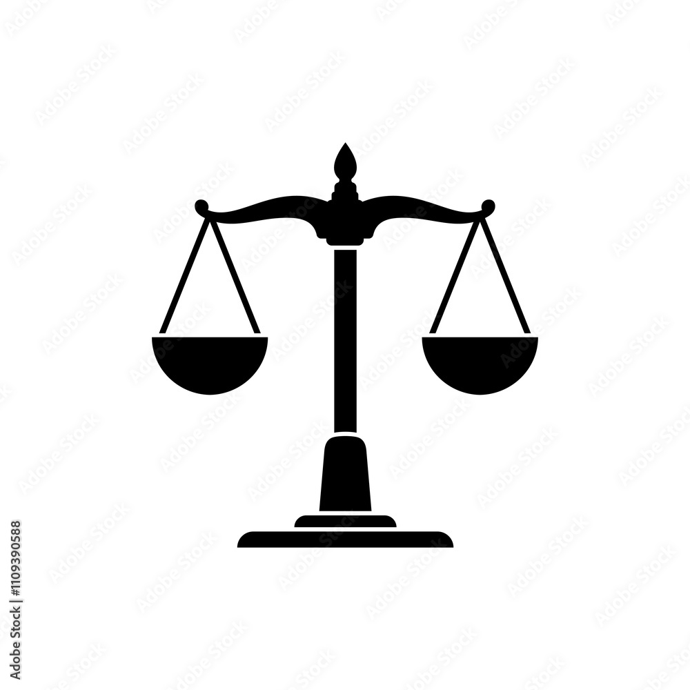 Scale icon, justice scales symbol, law scale isolated on transparent ...