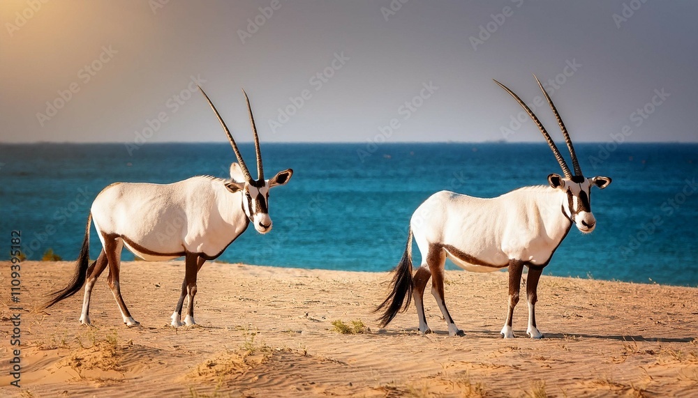arabian oryx arabian oryx sir bani yas island abu dhabi united arab ...