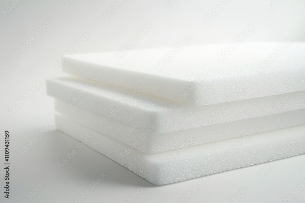 Stack of white foam sheets on neutral background with shadows. Stock ...