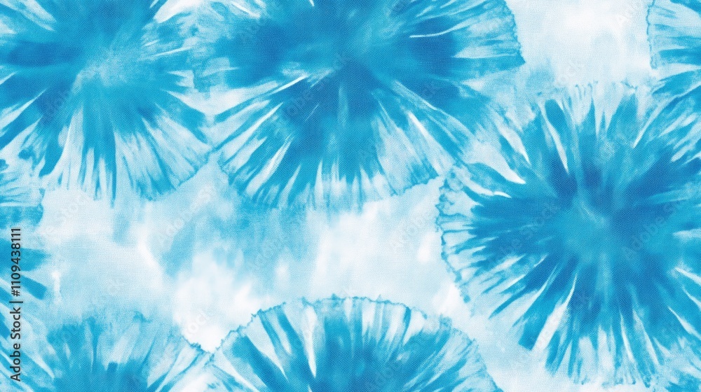 Light blue tie dye pattern with aquarelle effect and vibrant hand drawn ...