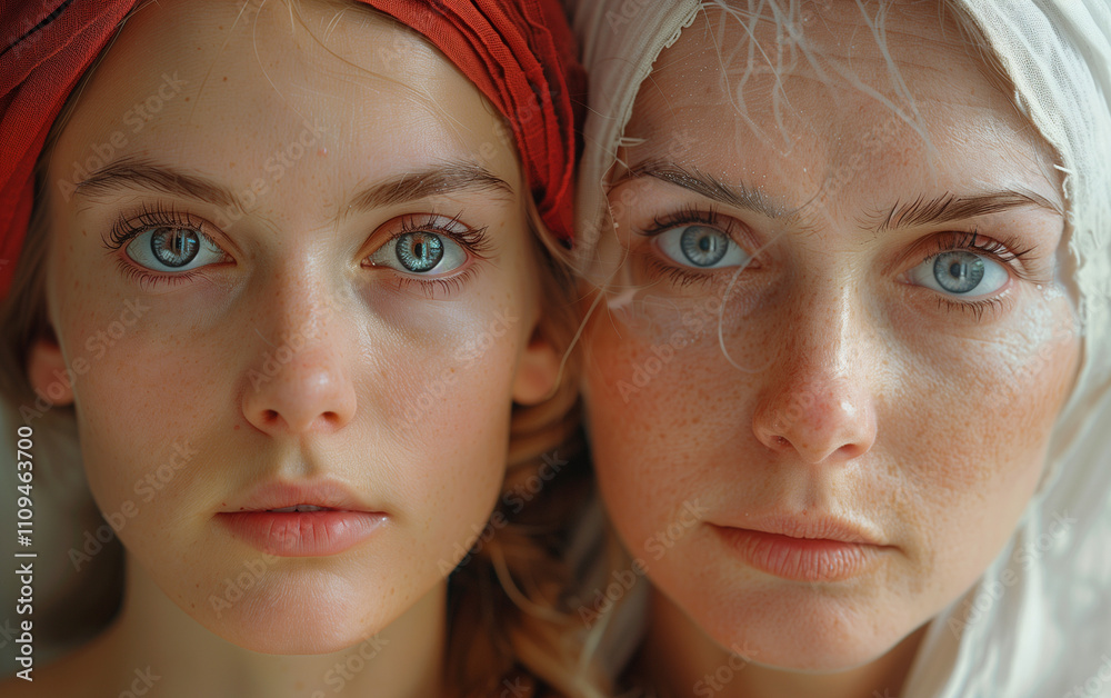 Age Comparison Portrait. Before and After Aging Concept. Aging Process ...