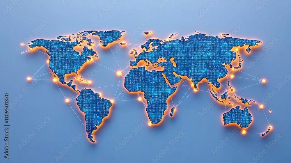Global Network Connection Map Visualizing Data Flow and Communication ...