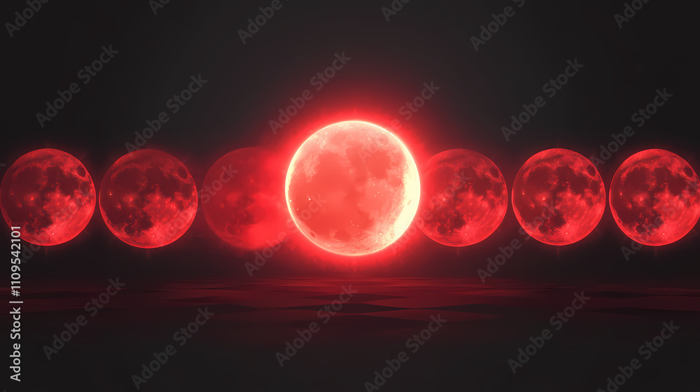 Red moon phases isolated transparent background. Eclipse. Illustration ...