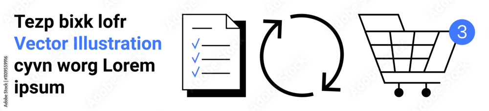 Checklist with blue checkmarks, circular arrows indicating refresh or ...