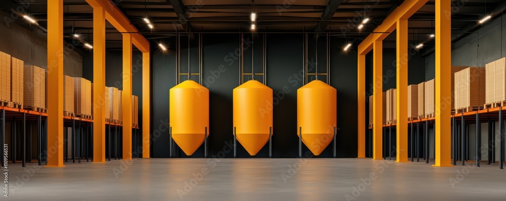 silo & tank warehouse concept. Silos connected to automated filling ...