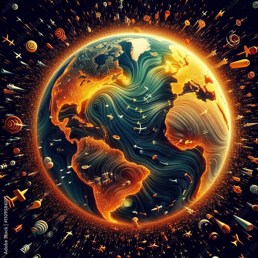 Global Wind Patterns Animated map showing prevailing wind direct Stock ...