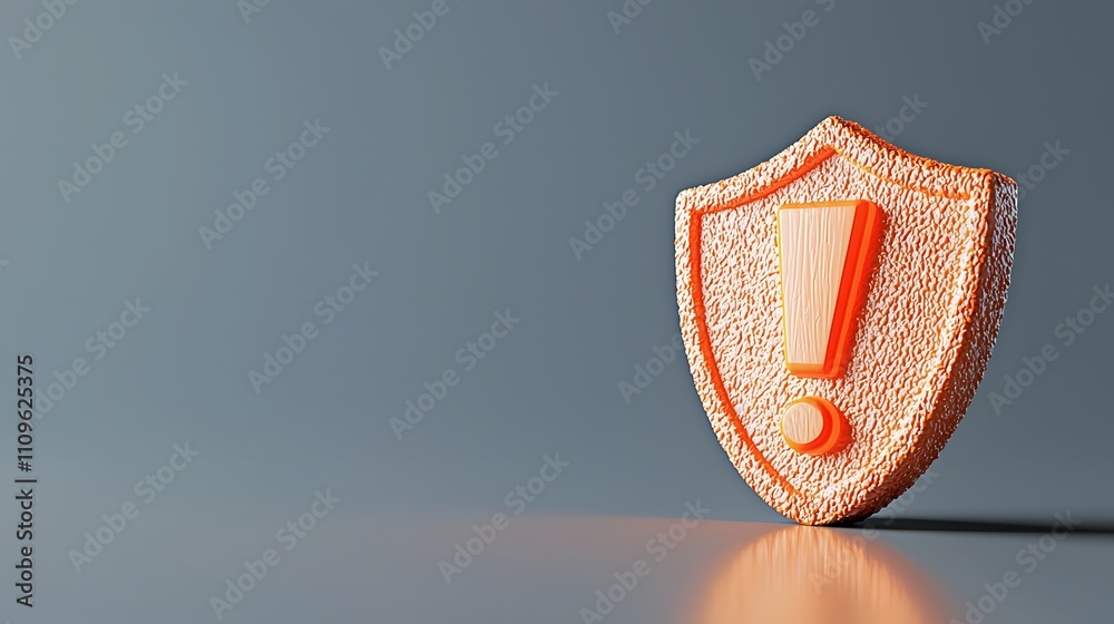 Safety warning symbol shield with glowing red alert digital environment ...