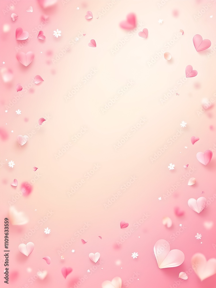 A blank soft pink heart and floral theme Valentine's Day invitation ...