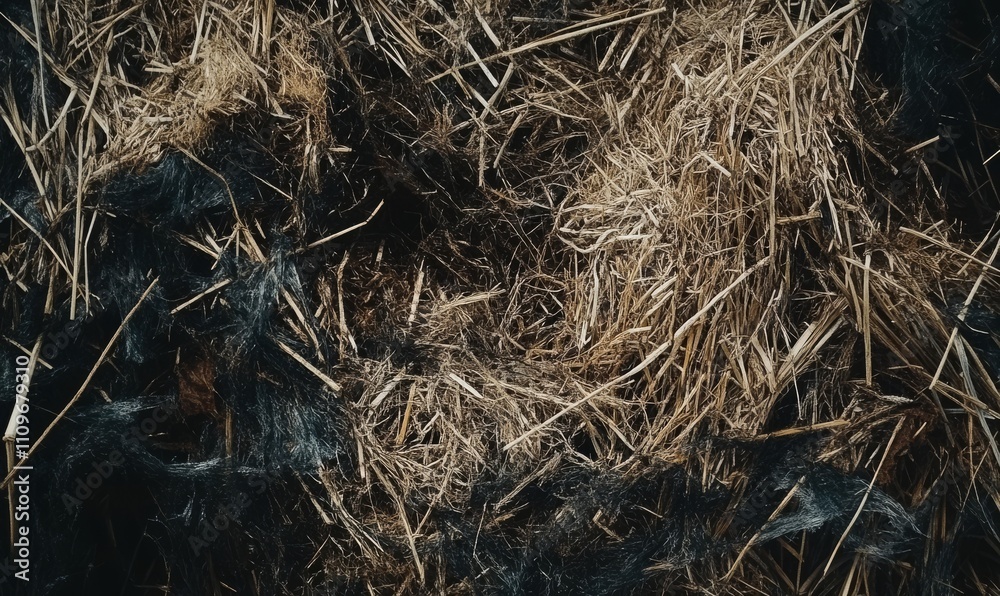 Grass mockup, dry hay bale stack banner, straw pattern, dry baled hay ...