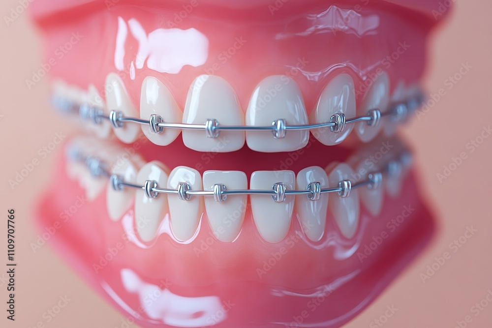 Modern model of teeth with dental braces Stock Photo | Adobe Stock