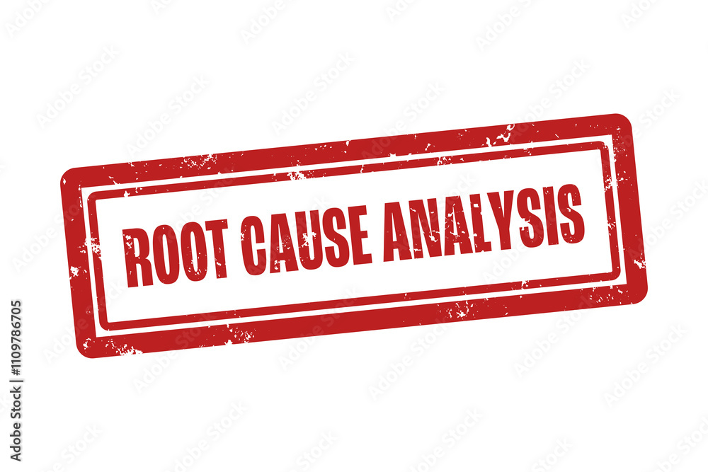 Root Cause Analysis. A red stamp isolated on white background. Stock ...