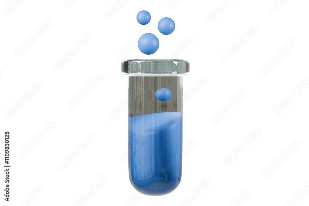 3d Test tube icon. Minimal Cartoon Chemical glasses test tube analysis ...