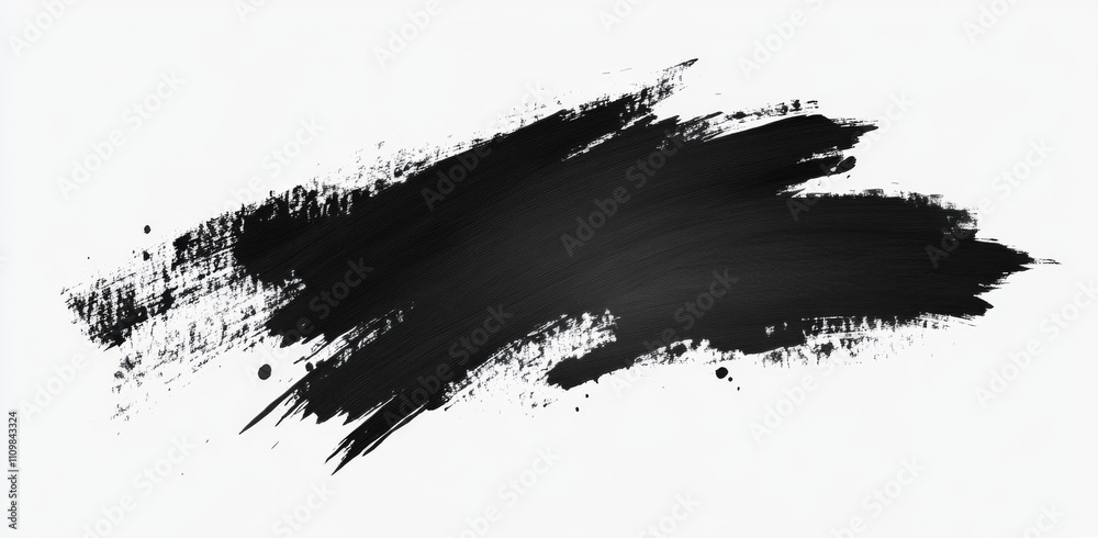 Black Ink Brush Stroke on Transparent Background, Vector Shape with ...