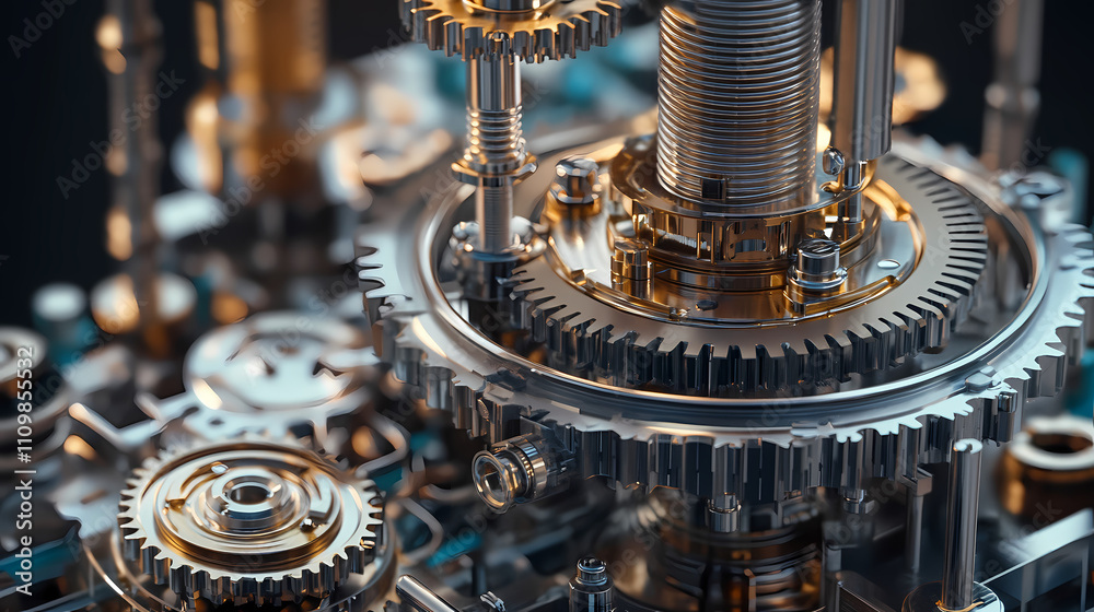 Futuristic holographic 3d model of complex mechanical system ...