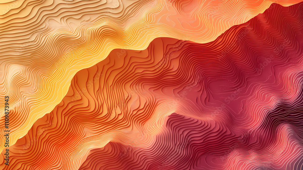 3d sea and ocean depth topographic map banner background. curved, wavy ...