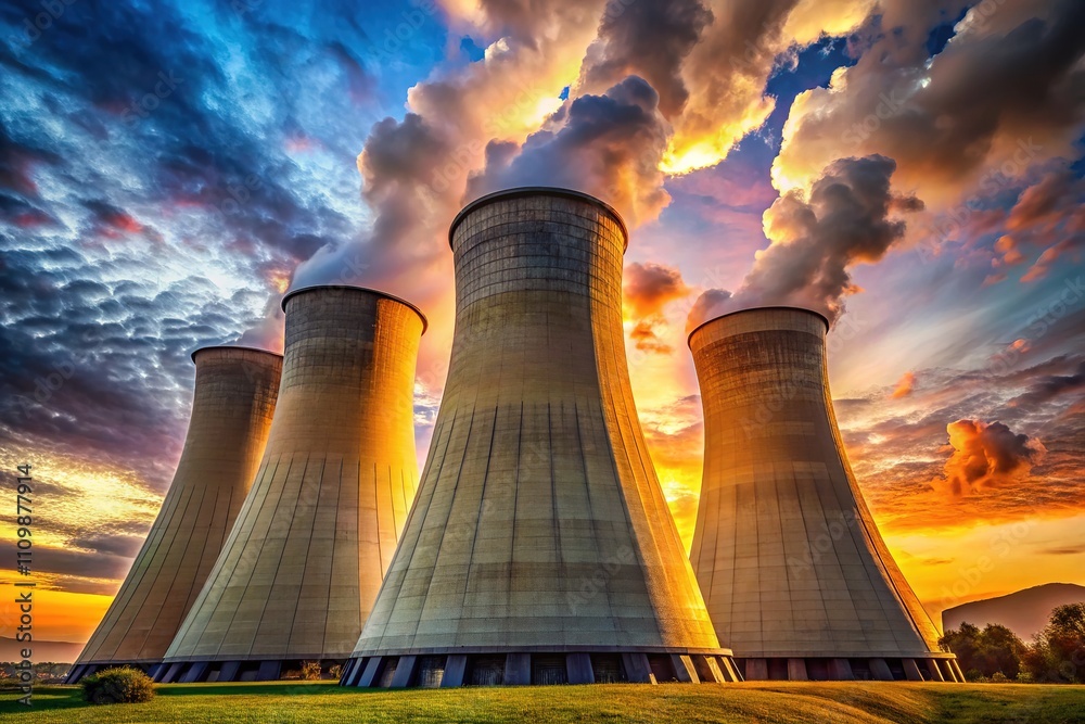 Atomic Power Plant Cooling Towers - Rule of Thirds Composition Stock ...