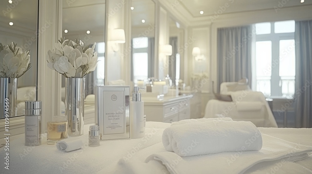 Luxurious spa treatment setup in a calming hotel room for ultimate ...