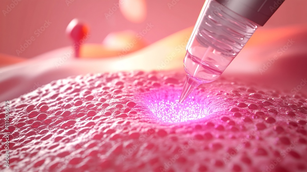 71.A 3D cross-section rendering of saggy skin being treated with a ...