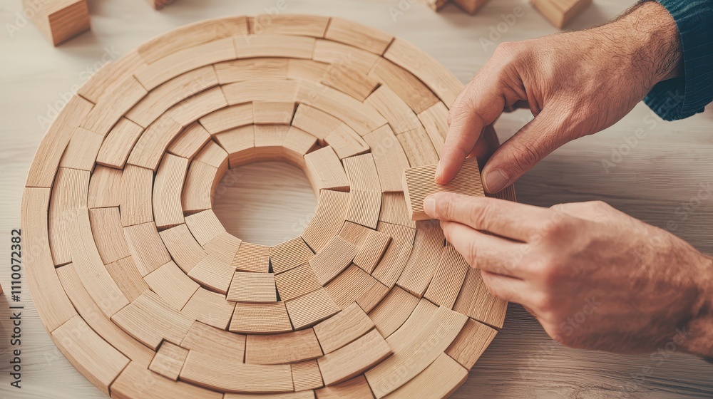 Business planning is the foundation of success, like a hand placing ...